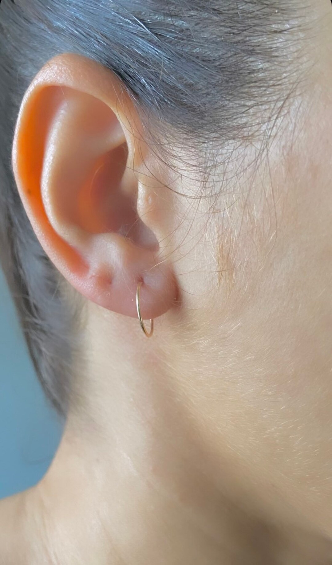 14K Minimalist Hoop Earrings, Endless Gold Hoops, Slim Huggie Earrings ...