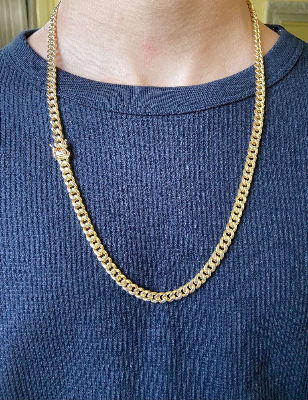 14K Miami Cuban Chain 6mm, Cuban Link Chain, Bold Link Miami Cuban ...