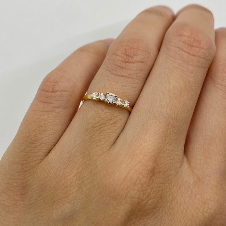 14K Gold Multi-stone Pinky Ring: CZ Petite Band - Etsy