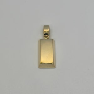 14K Medium Gold Brick Pendant, Gold Bar Pendant, 3D Rectangular Pendant ...