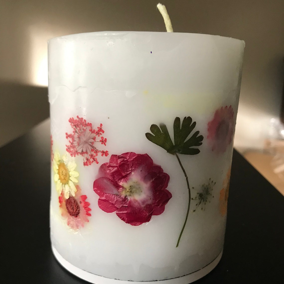 Real dry flowers embedded hurricane candle | Etsy