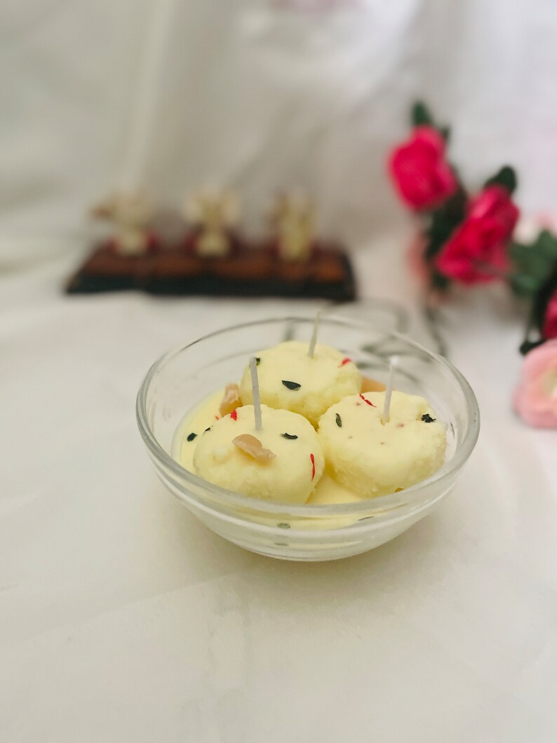 Rasmalai Candle: Indian Dessert Soya Wax Candle, Diwali Decor - Etsy