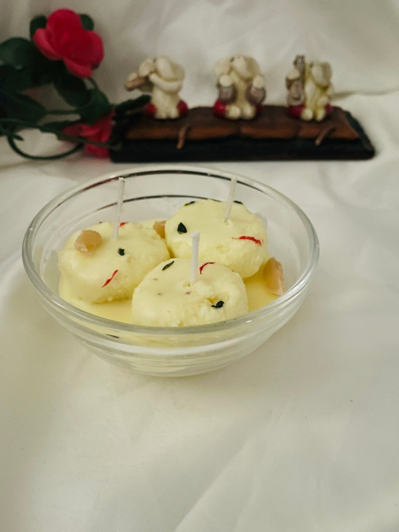 Rasmalai Candle: Indian Dessert Soya Wax Candle, Diwali Decor - Etsy