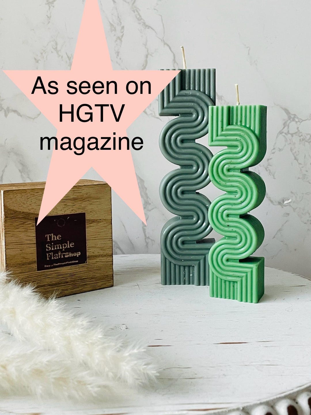 Geometrical Wavy Pillar Candle Set: Geometric Soy Wax Scandinavian ...