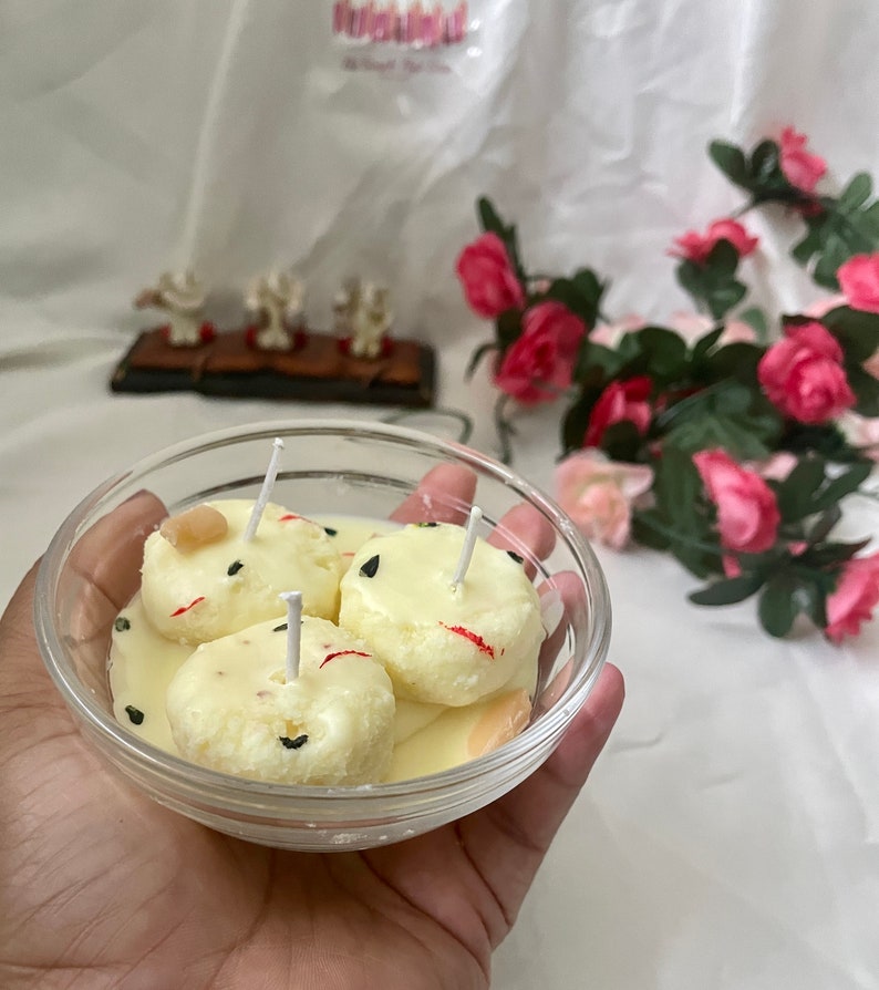 Rasmalai Candle: Indian Dessert Soya Wax Candle, Diwali Decor - Etsy
