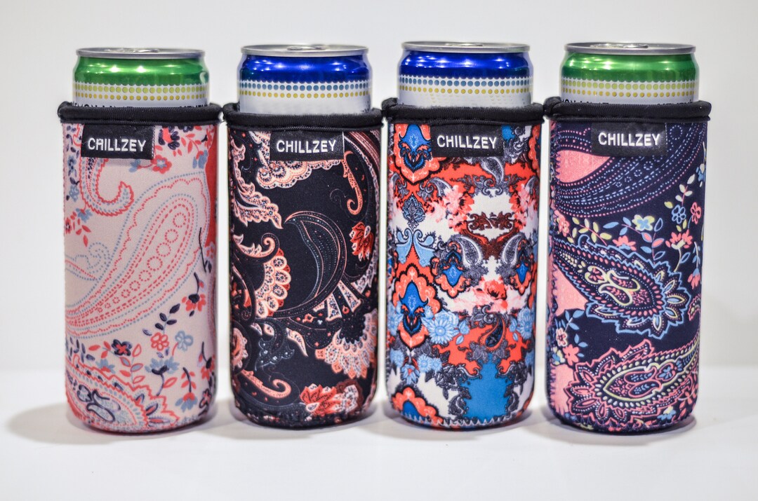 4 Pack of Sewn Bottom 12 Ounce Slim Can Cooler Insulators | Truly ...