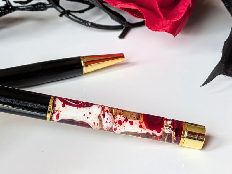 Spooky Bone Pen, Gothic Stationery, Float Pen, Halloween Lover, Blood ...