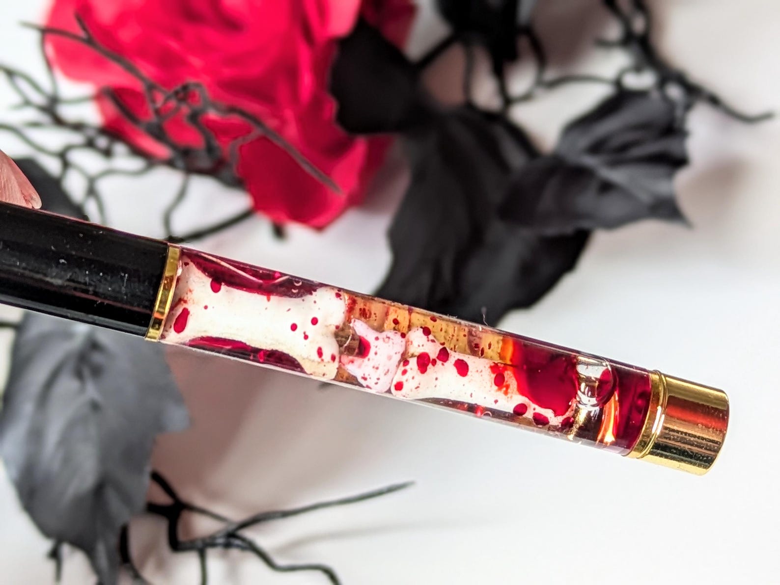 Spooky Bone Pen, Gothic Stationery, Float Pen, Halloween Lover, Blood ...