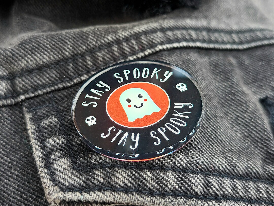 Ghost Badge, Spooky Pin, Acrylic Pin, Halloween Pin, Funny Gift, Ghost ...