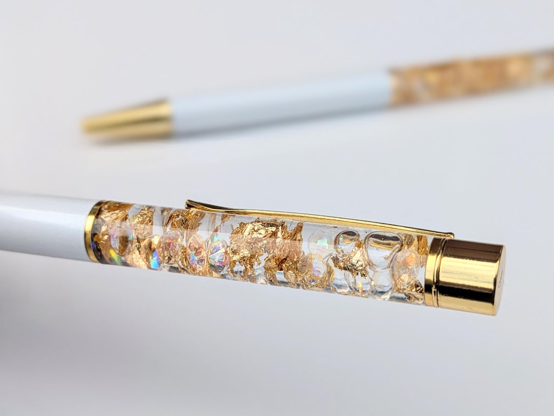 Gold Float Pen, Pretty Pen, Sparkly Pen, Unique Stationery, Gift for ...