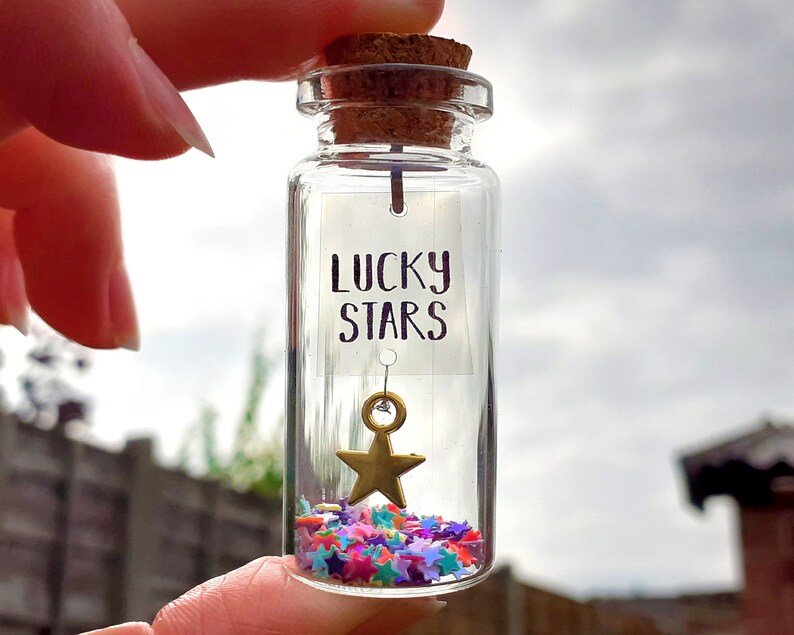 Lucky Stars, Message in a Bottle, Good Luck Gift, Stars in a Bottle ...