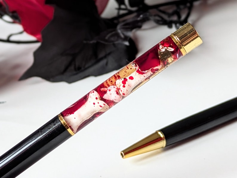 Spooky Bone Pen, Gothic Stationery, Float Pen, Halloween Lover, Blood ...