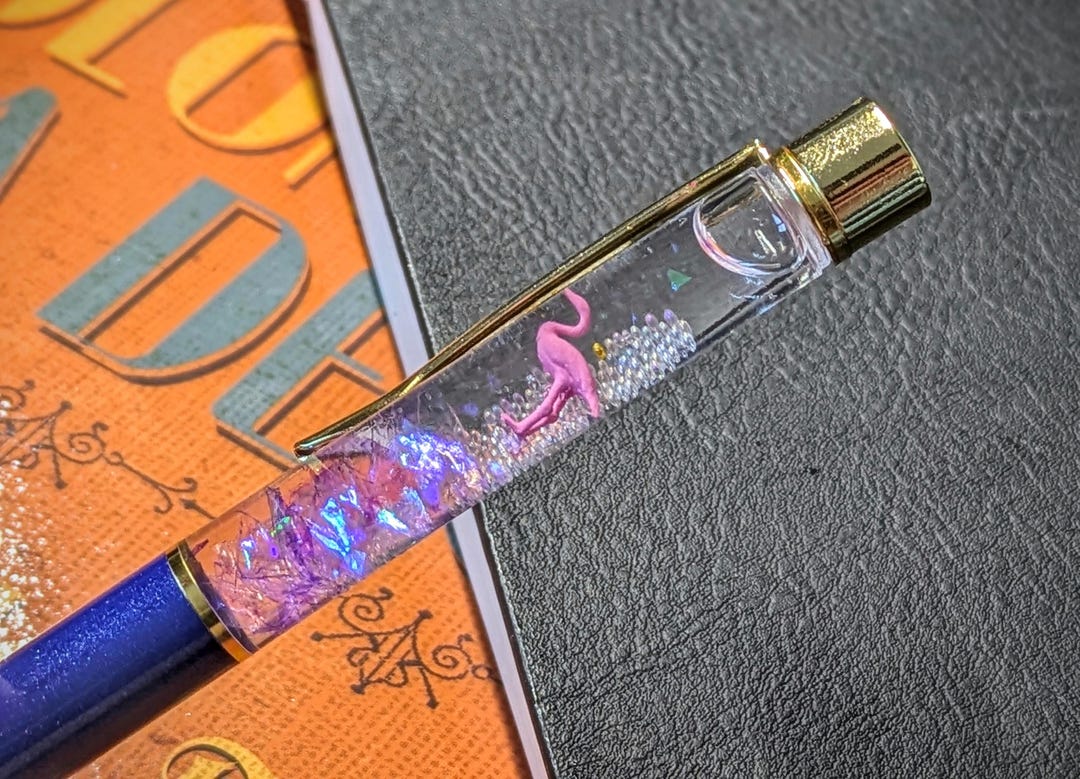Flamingo Pen, Fidget Gift, Float Pen, Snowglobe Pen, Cute Stationary ...