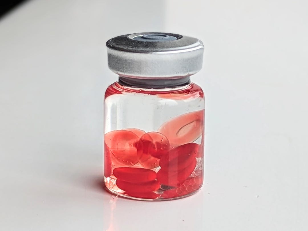3cm Lab Vial, Red Blood Cells, Science Gift, Biology Gift, Tiny Desk ...