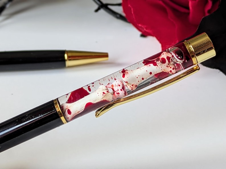 Spooky Bone Pen, Gothic Stationery, Float Pen, Halloween Lover, Blood ...