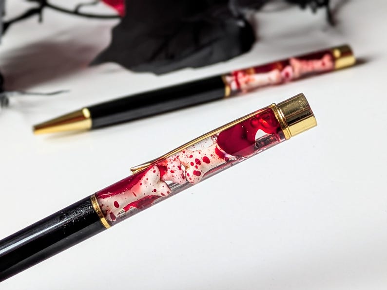 Spooky Bone Pen, Gothic Stationery, Float Pen, Halloween Lover, Blood ...