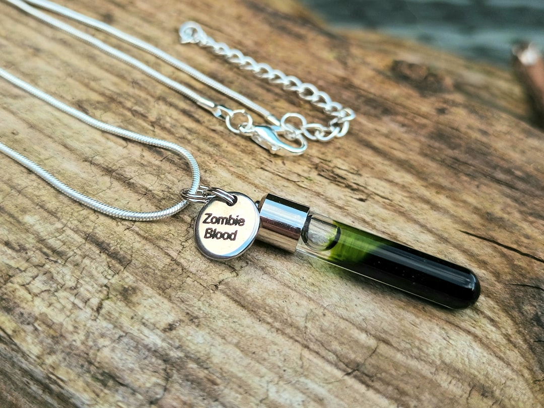 Zombie Necklace, Glass Vial Pendant, Blood Necklace, Horror Jewellery ...