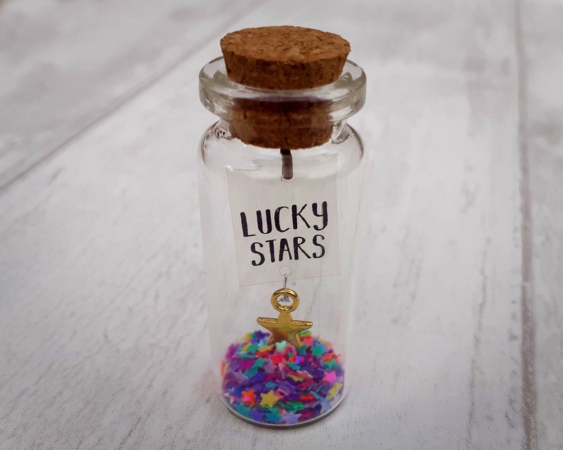 Lucky Stars, Message in a Bottle, Good Luck Gift, Stars in a Bottle ...