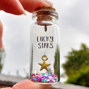 Lucky Stars, Message in a Bottle, Good Luck Gift, Stars in a Bottle ...