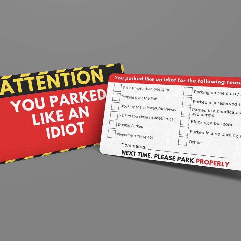 Bad Parking Cards - Etsy