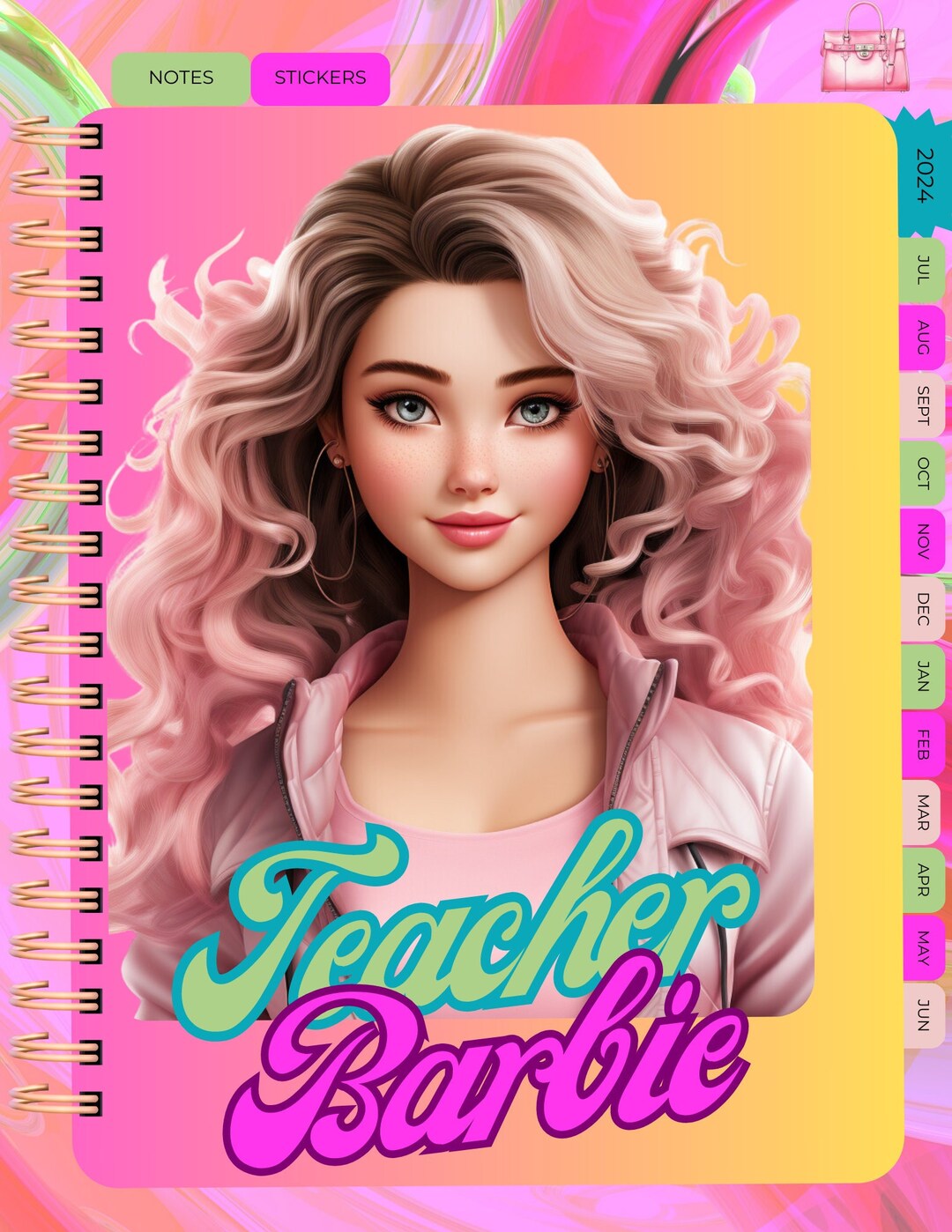 Teacher Barbie Planner, Digital Planner for Teachers, Digital Planner ...