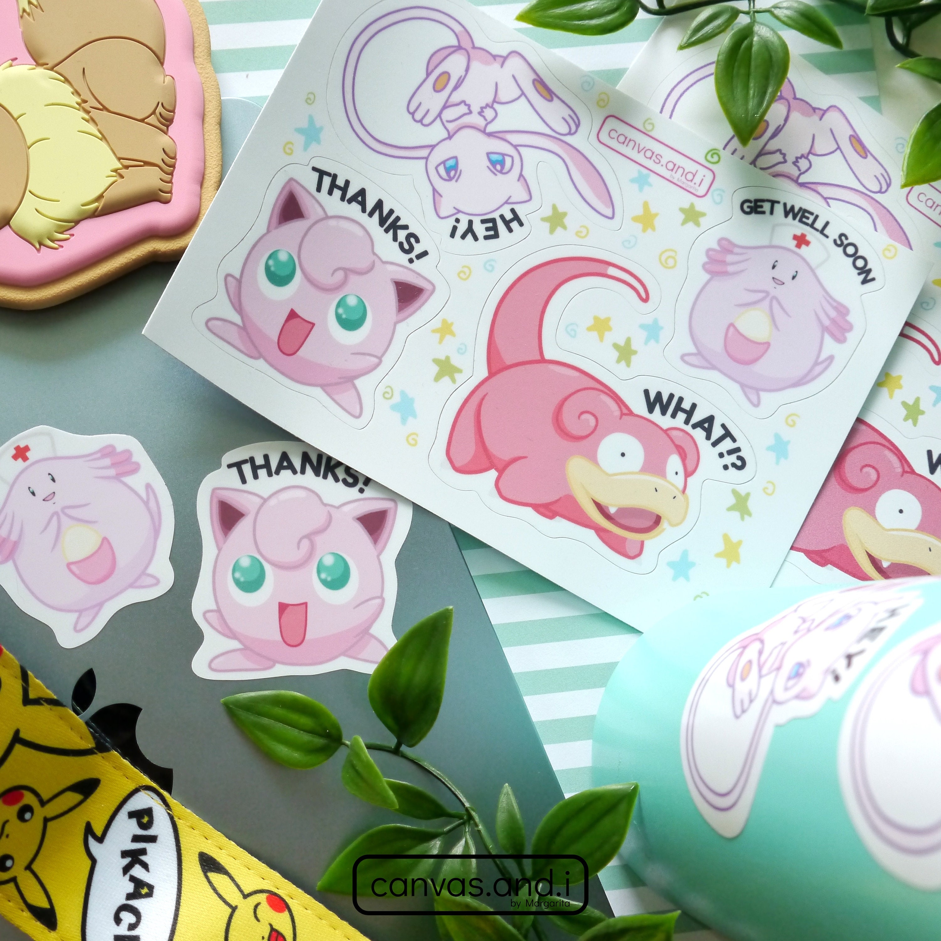 Pink Pokemon Mew Slowpoke Jigglypuff Chansey Matte Glossy - Etsy UK