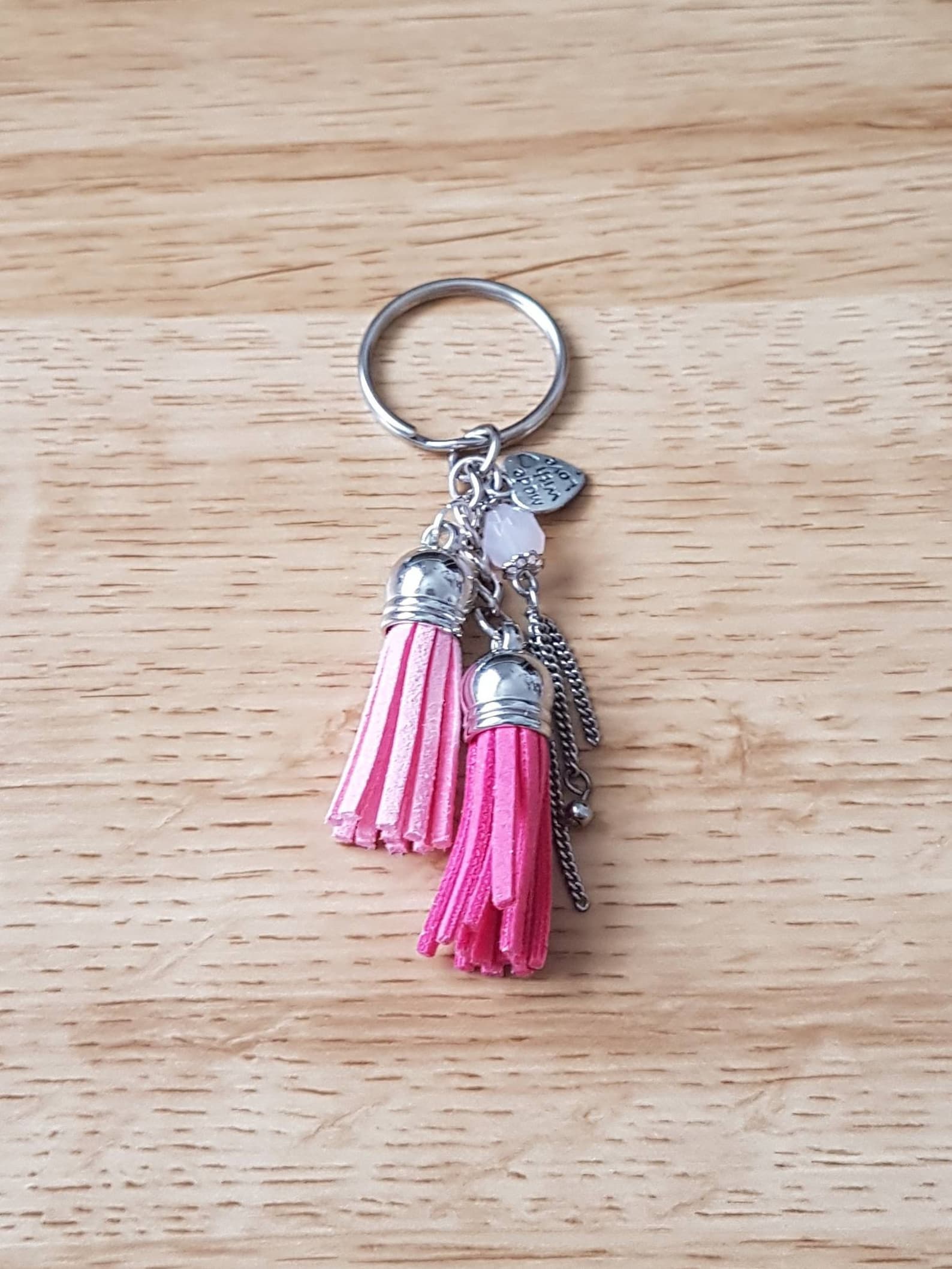 Suede double tassel keyring with 'Made with Love' | Etsy