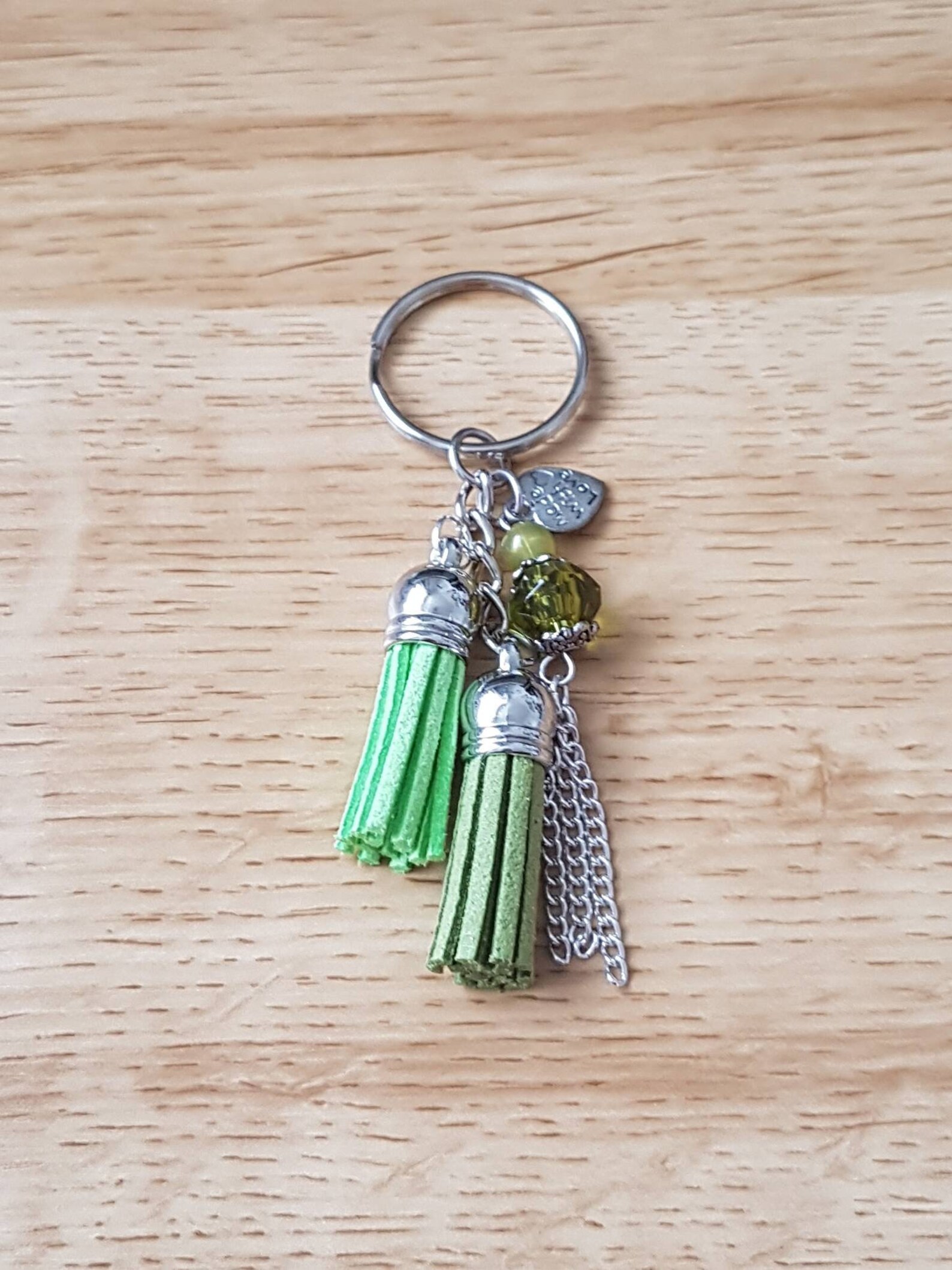 Suede double tassel keyring with 'Made with Love' | Etsy