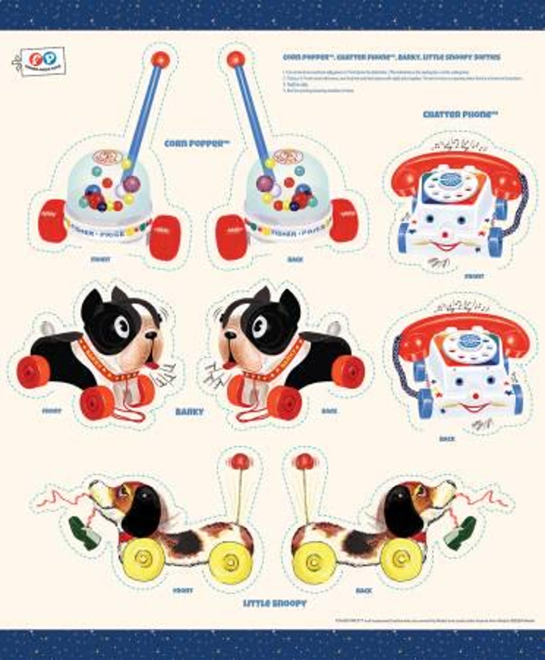 Fisher-price Softie Panel Riley Blake | Classic Toys Softie | Retro ...
