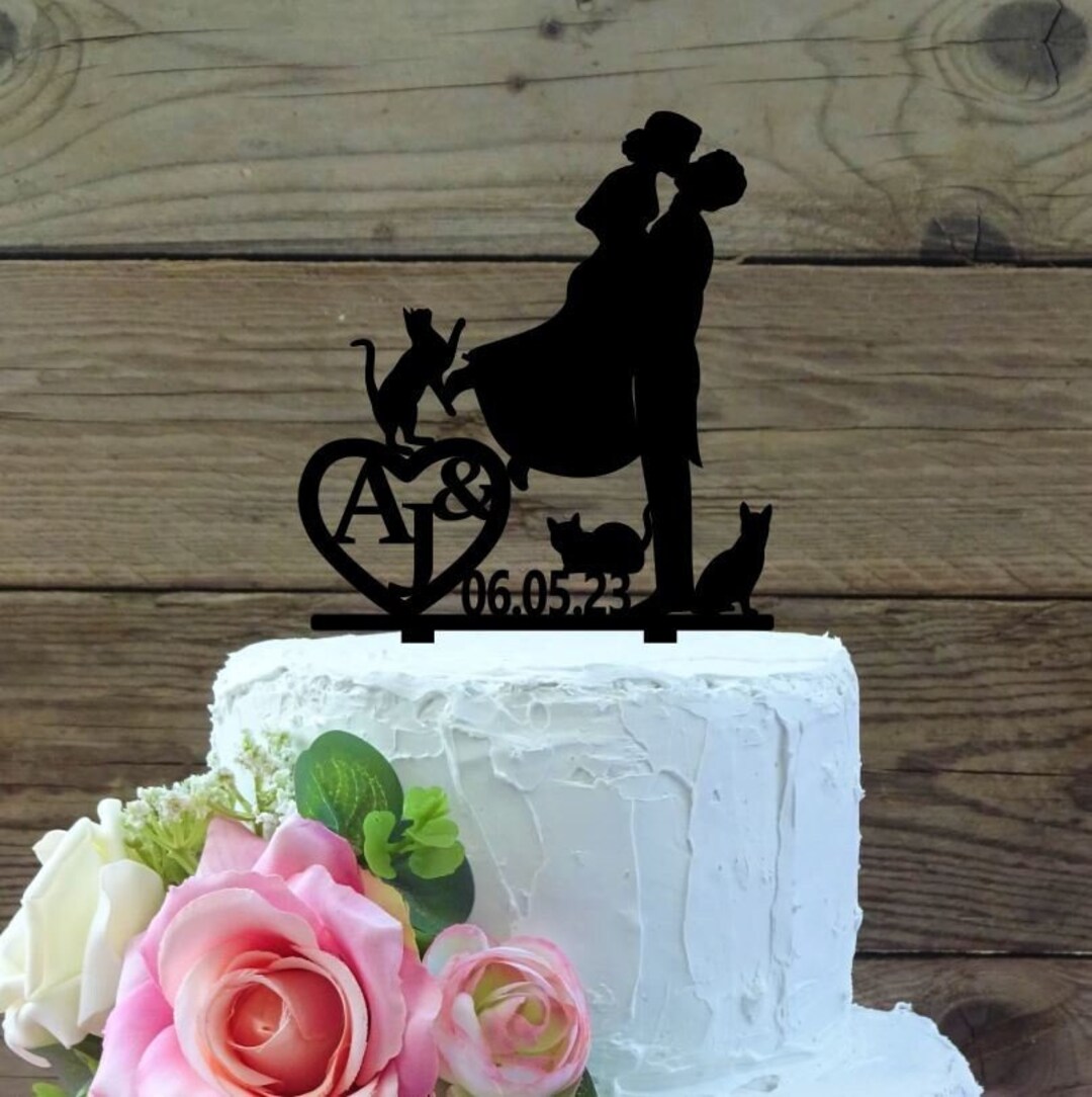 Cake Topper Bride and Groom With Cats Personalised , Cat , Wedding ...