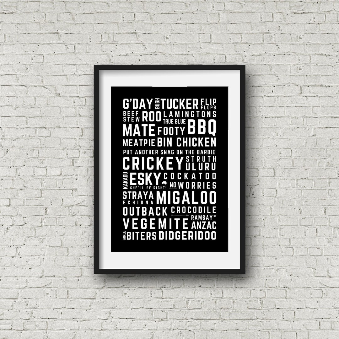 Aussie Word Art Poster, Typography Wall Art, Digital Print, Australian ...