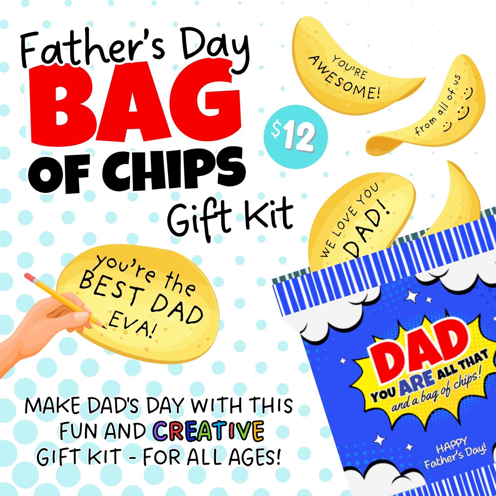 Father's Day 2024, Bag of Chips Gift Kit, Father's Day Gift, Fathers ...