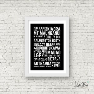 Kiwiana Word Art Poster, Typography Wall Art, Digital Print, New ...