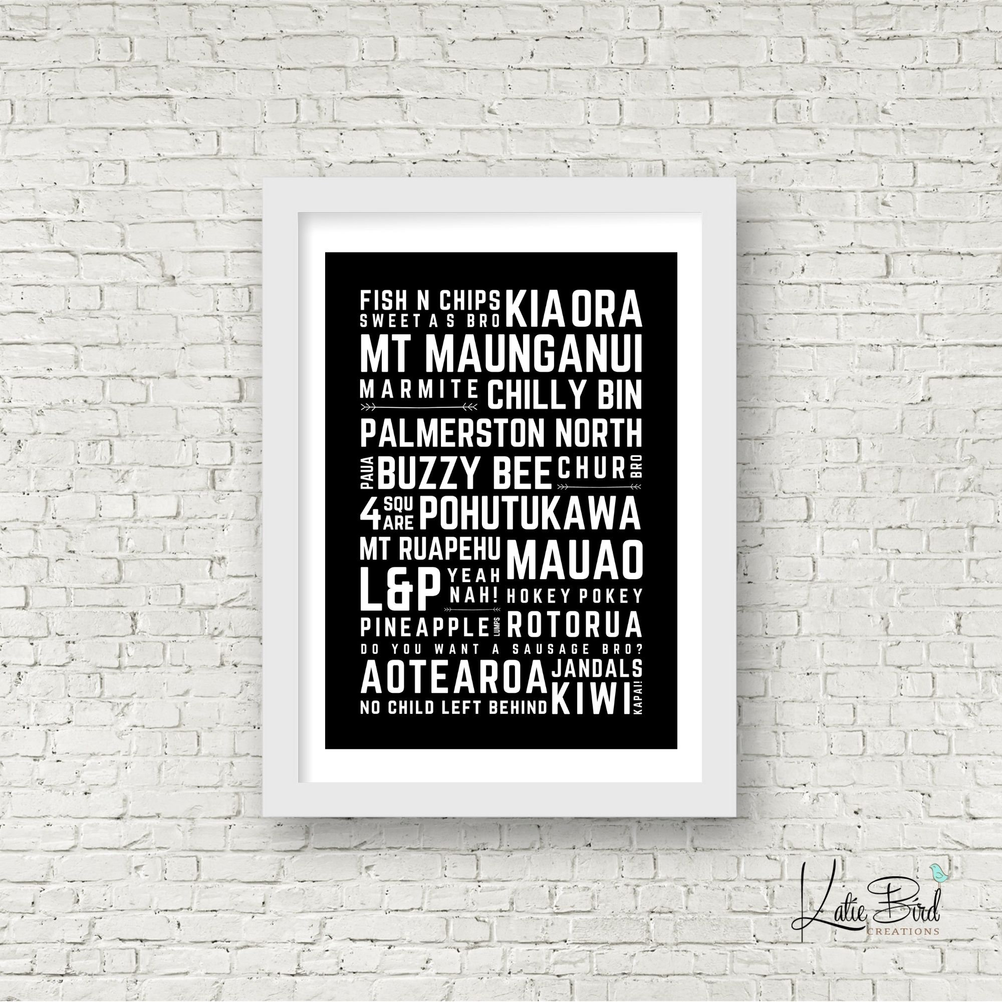 Kiwiana Word Art Poster, Typography Wall Art, Digital Print, New ...