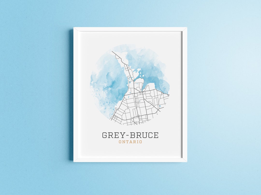 Grey Bruce County Map Artwork / Ontario 8x10 and 11x14 Map Poster ...