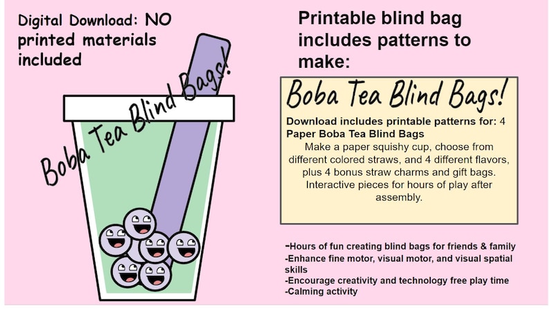 Boba Tea BLIND BAG Pattern DIY; 4 Blind Bags in 1; Instant Dowload - Etsy