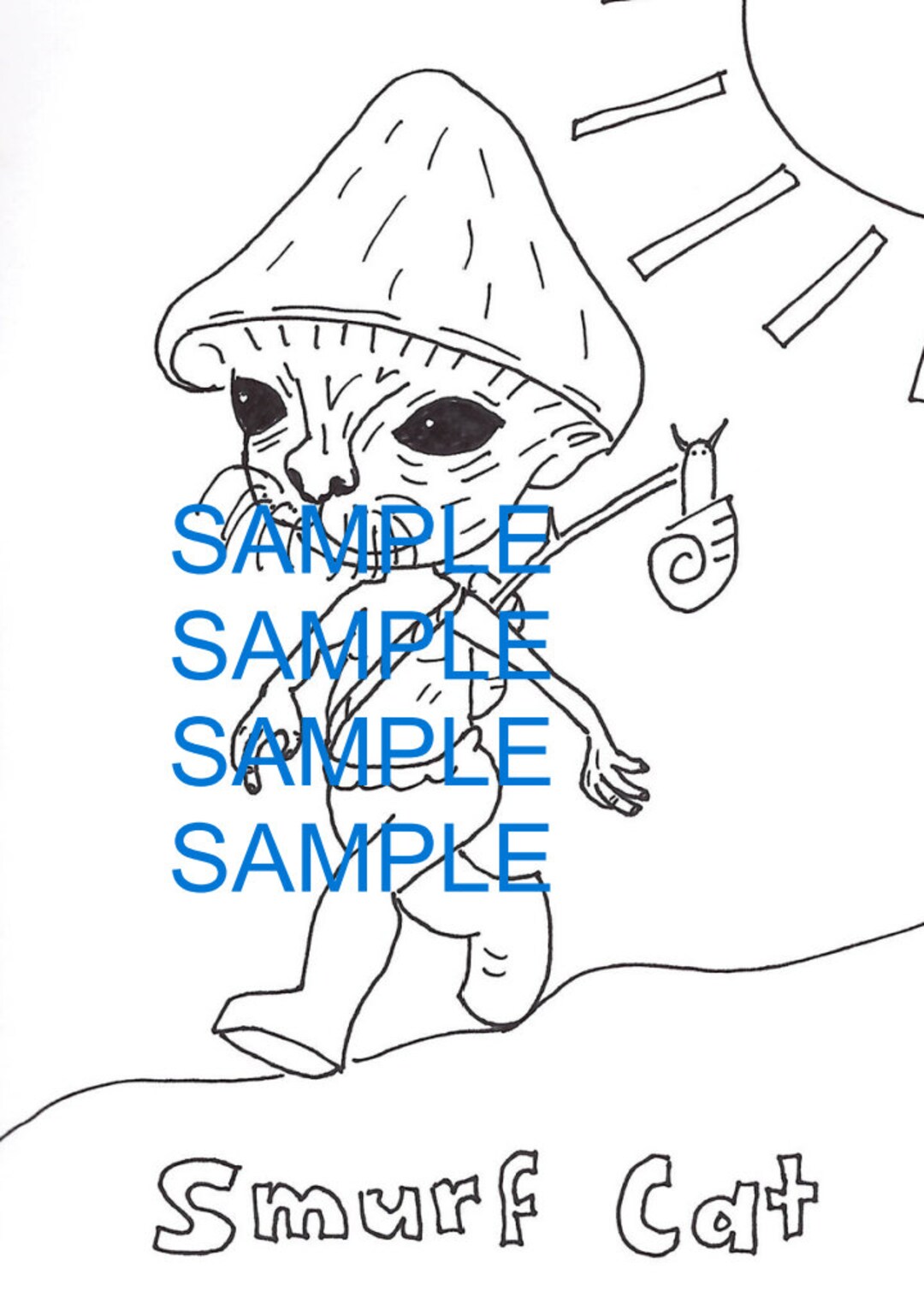 Smurf Cat Coloring Page - Etsy