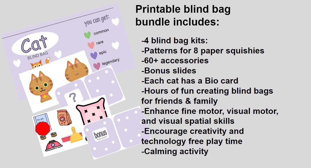Cat BLIND BAG Pattern DIY; 4 Blind Bags in 1; Instant Download; - Etsy