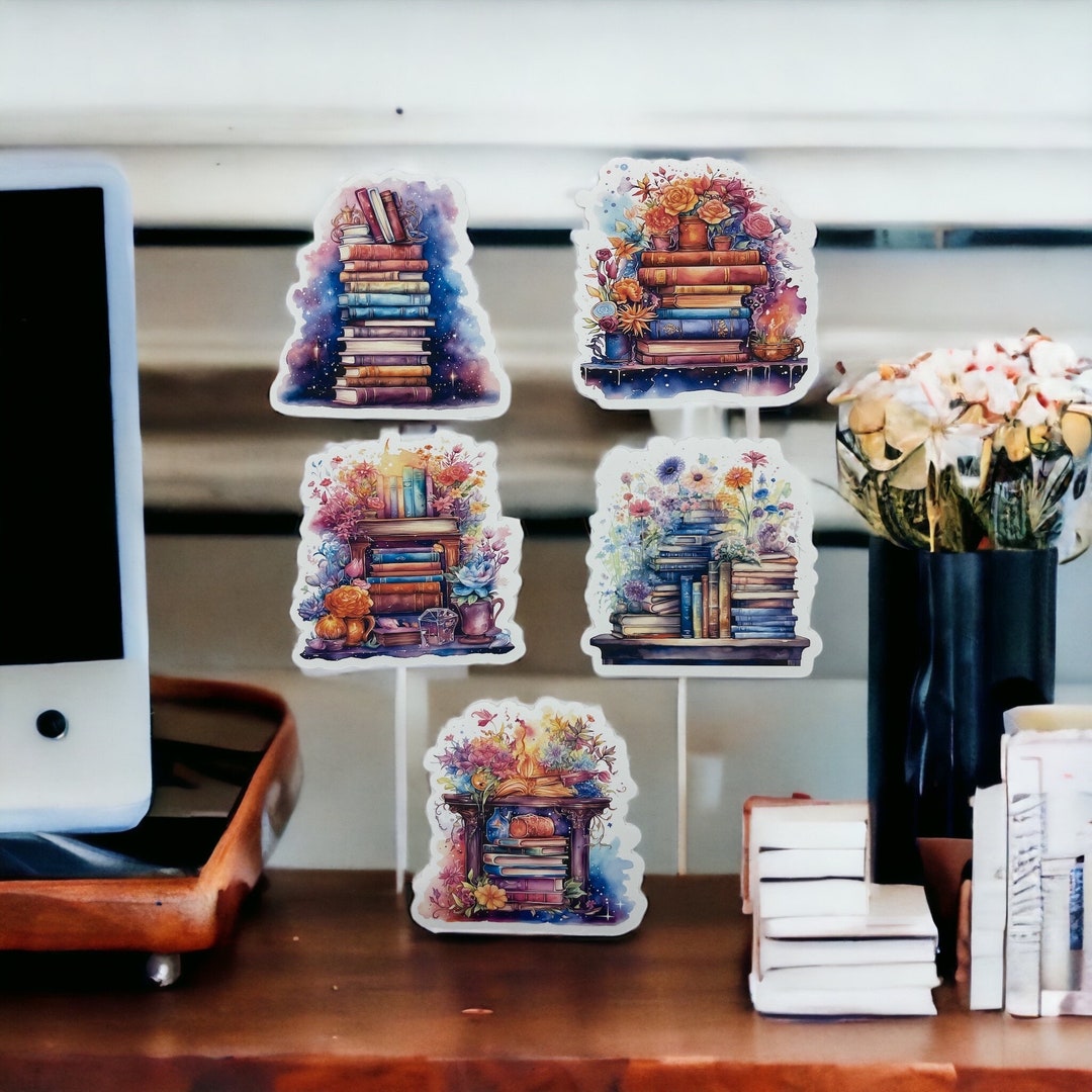 Cute Motifs Stickers Books Sticker Set Bookshelf Vinyl - Etsy