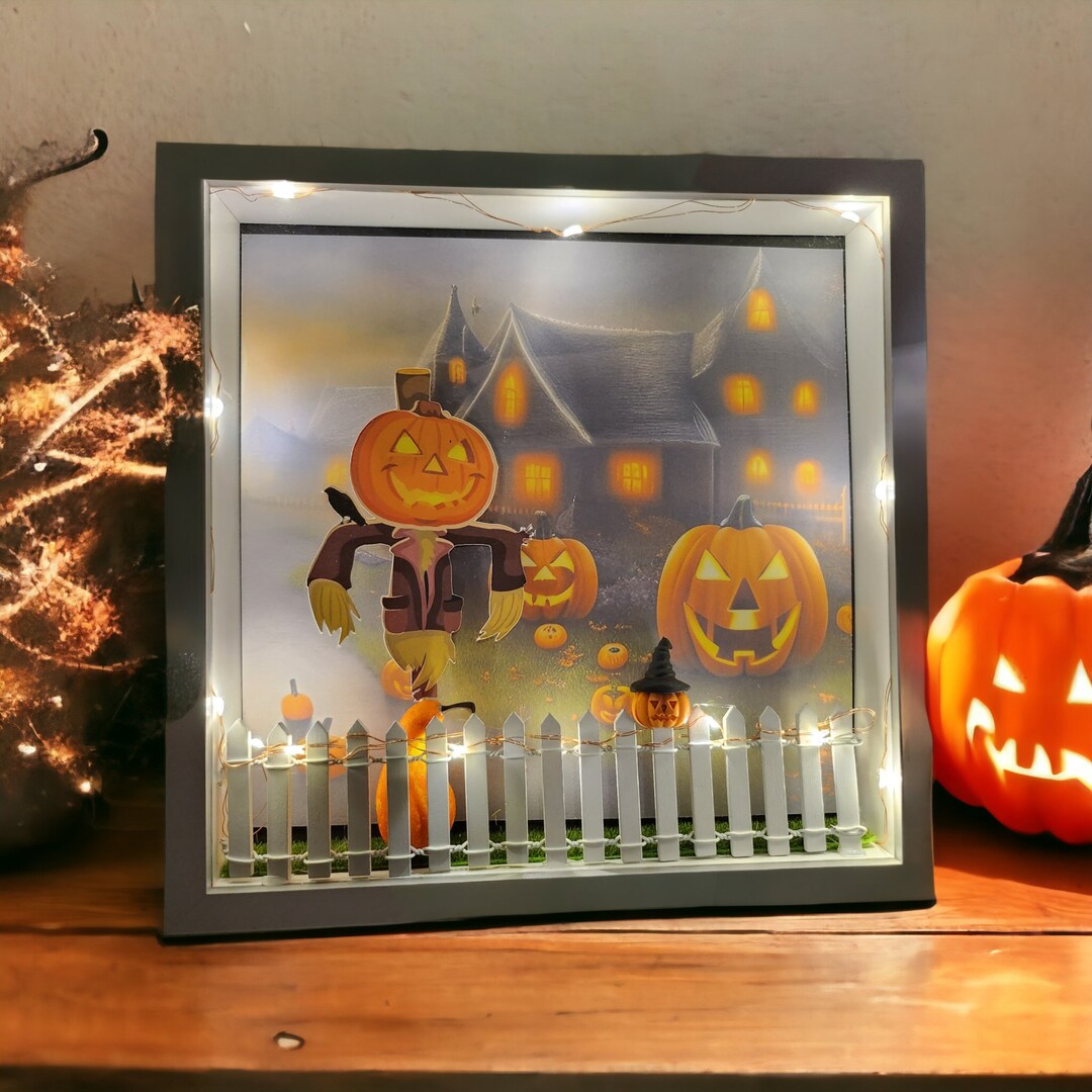 Halloween Picture Photo Frame With Light Halloween - Etsy
