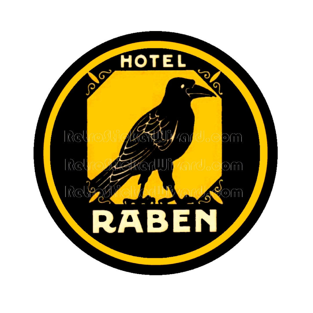Sticker 1940s Crow Logo Hotel Raben Featuring a Raven Black - Etsy