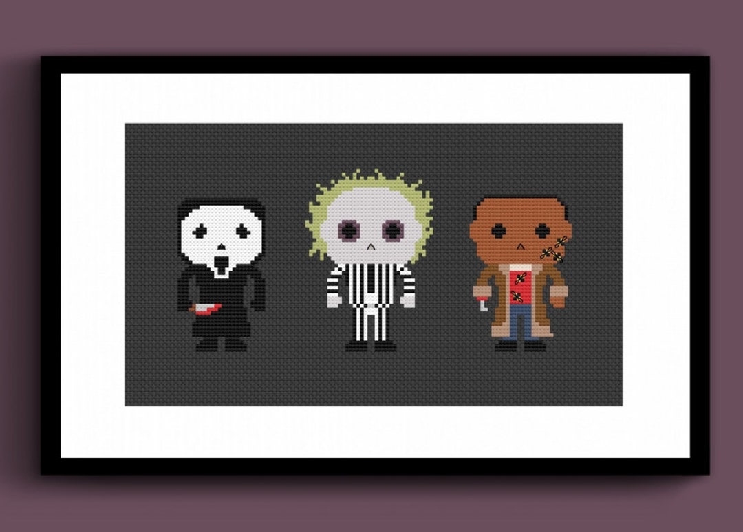 Cute Villains 9 Counted Cross Stitch Pattern PDF, Slasher Demon Ghost ...