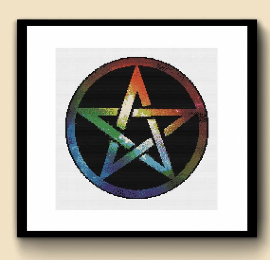 Rainbow Pentacle Counted Cross Stitch Pattern PDF, Pentagram Cross ...
