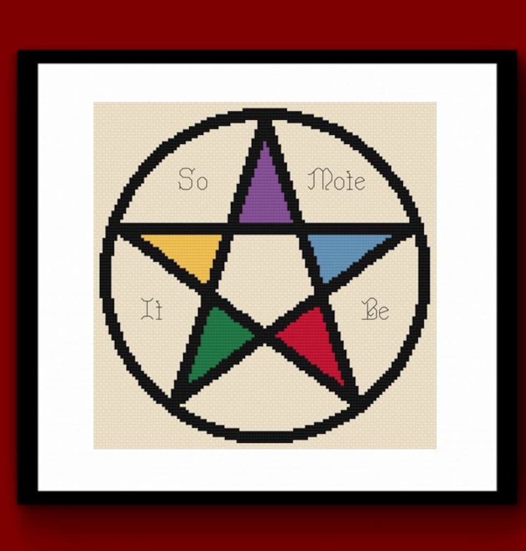Elemental Pentacle Counted Cross Stitch Pattern PDF, Pentagram Cross ...