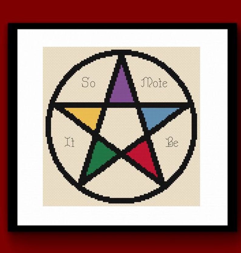 Elemental Pentacle Counted Cross Stitch Pattern PDF, Pentagram Cross ...