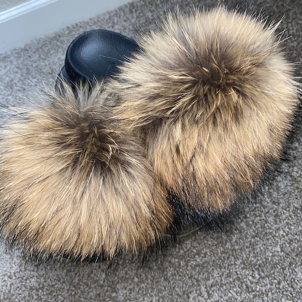 Fur Slides - Etsy