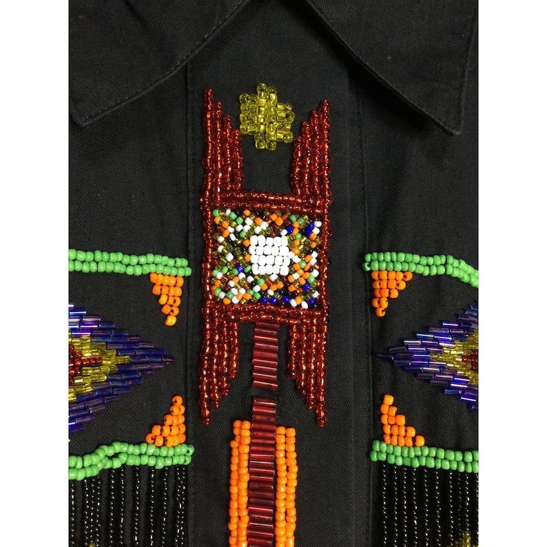 Vtg Lew Magram New York Western Shirt Beaded Fringe Button-up Top Size ...