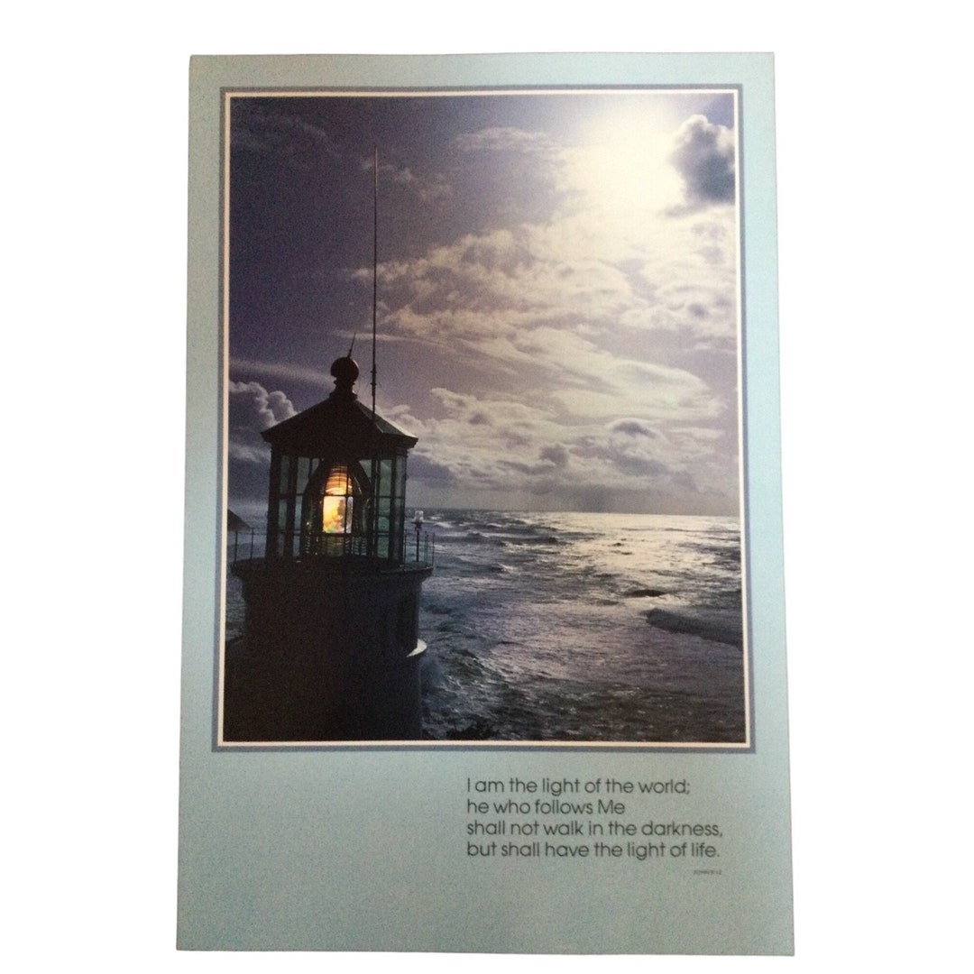 Vintage Argus Lighthouse Poster Print 1985 80s DIY Craft Inspirational ...