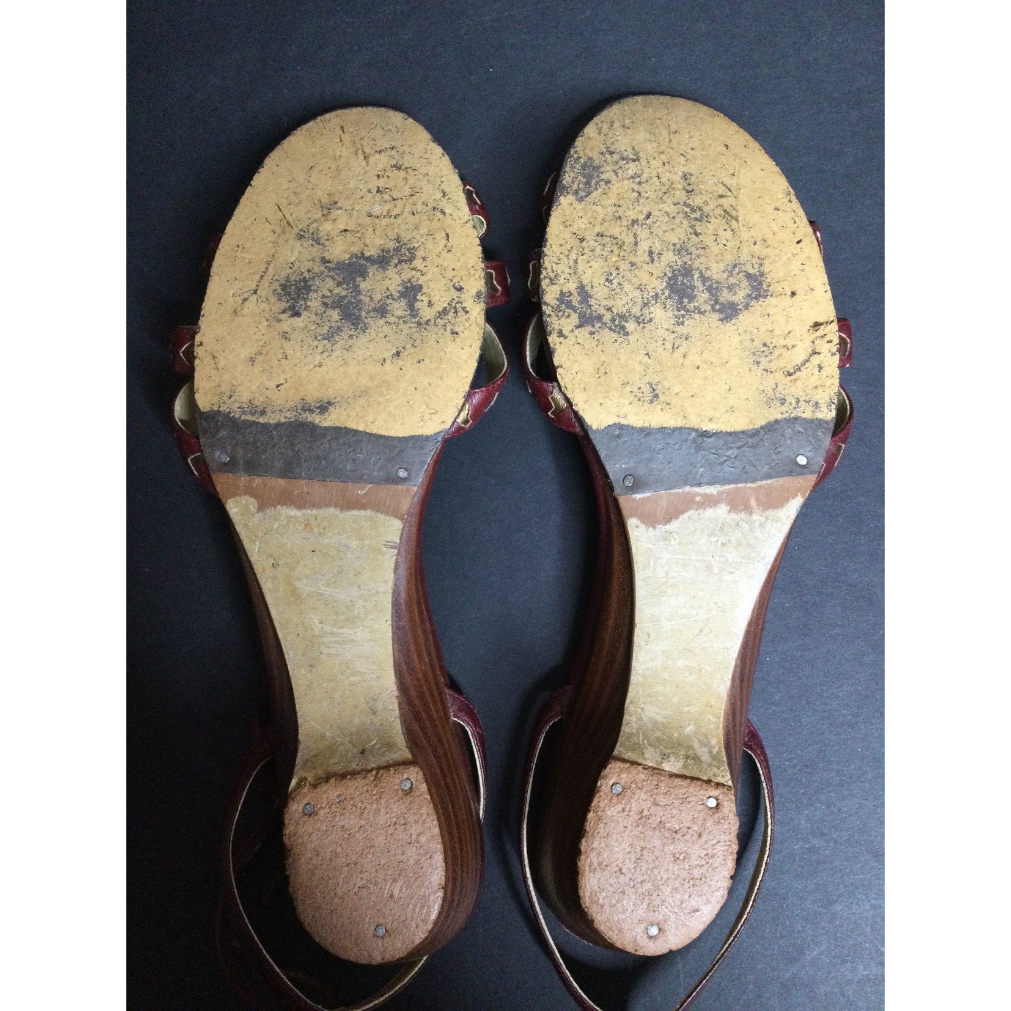 Vintage Etienne Aigner Strappy Sandals Adjustable Tie Ankle Strap Brown ...