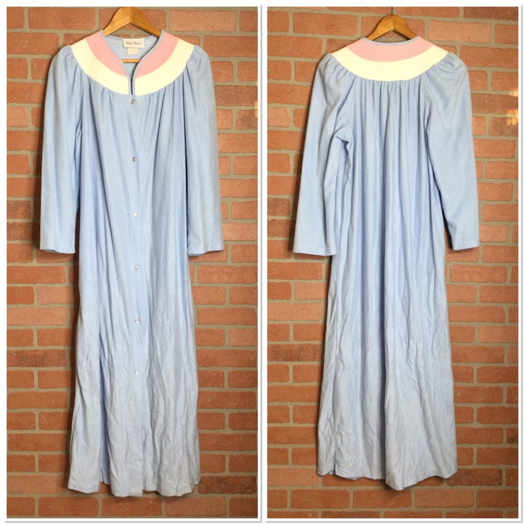 Vintage Lady Ronte Pastel Blue Snap Front Long Nightgown Robe Size M - Etsy